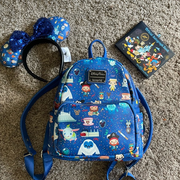 Loungefly | Bags | Disney Blue Loungefly Set Adorable Backpack Ears And ...